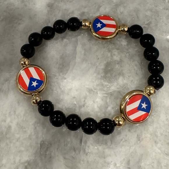 Jewelry | Puerto Rico Boricua Black Bead Bracelet | Poshmark